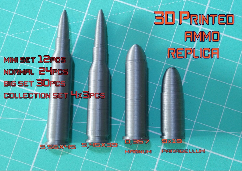 3D Printed Set 12 Pcs Ammo Bullet Replica for Cosplay Patriot - Etsy