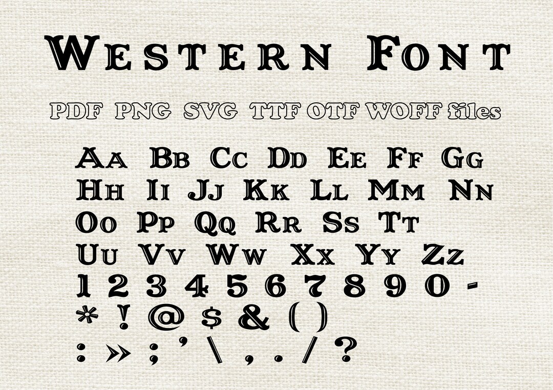 Western Font TTF, SVG Files Cowboy Style Font for Design and Crafts Otf ...