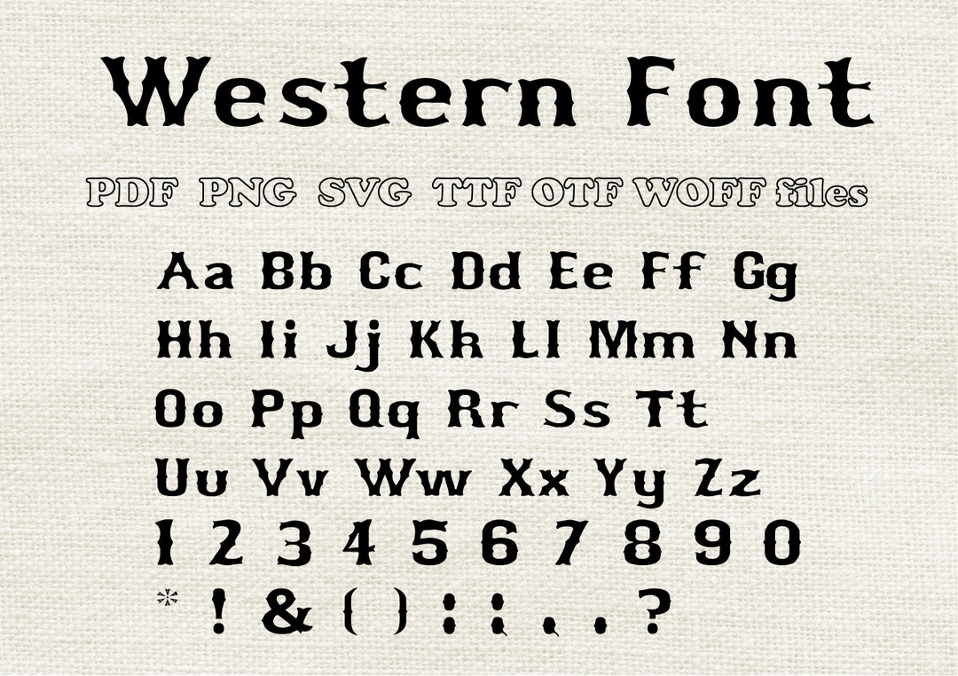 Western Font TTF, SVG Files Cowboy Style Font for Design and Crafts Otf ...
