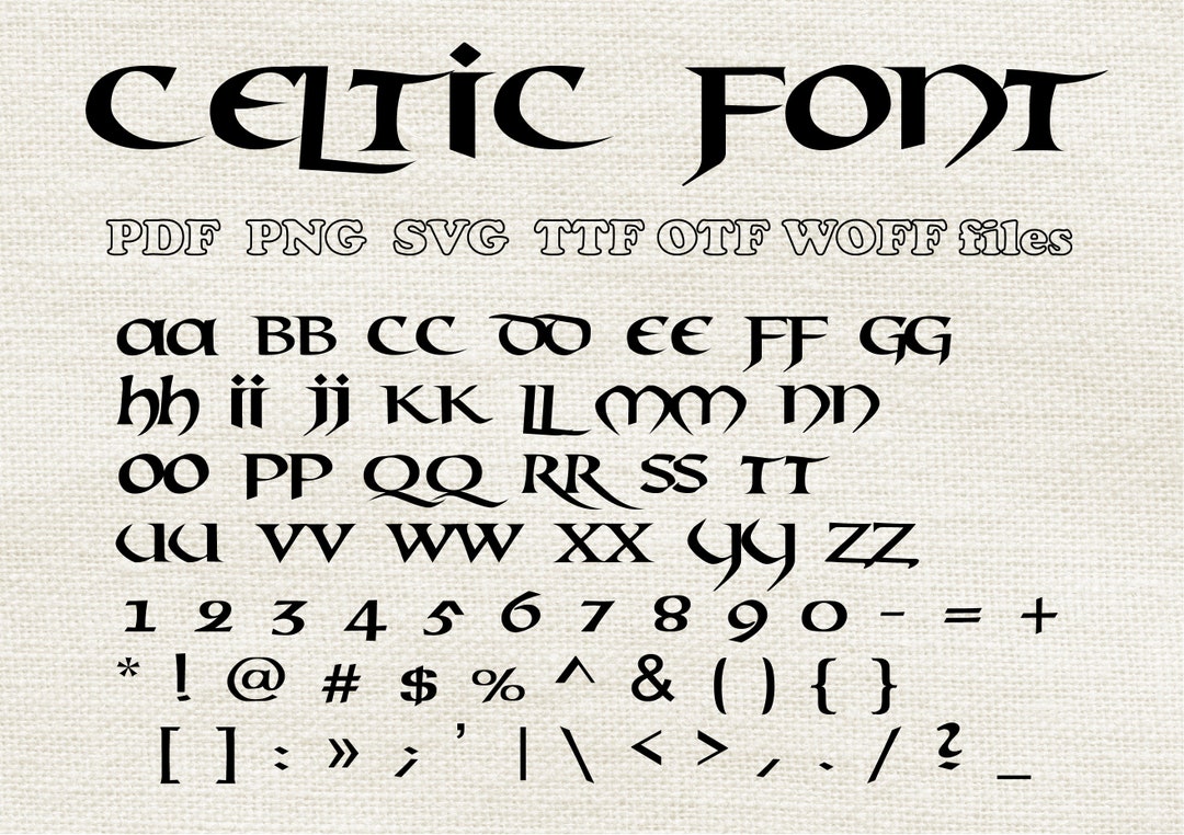 Celtic Alphabet Old Celtic Font Otf Installation Files, Svg Letters ...