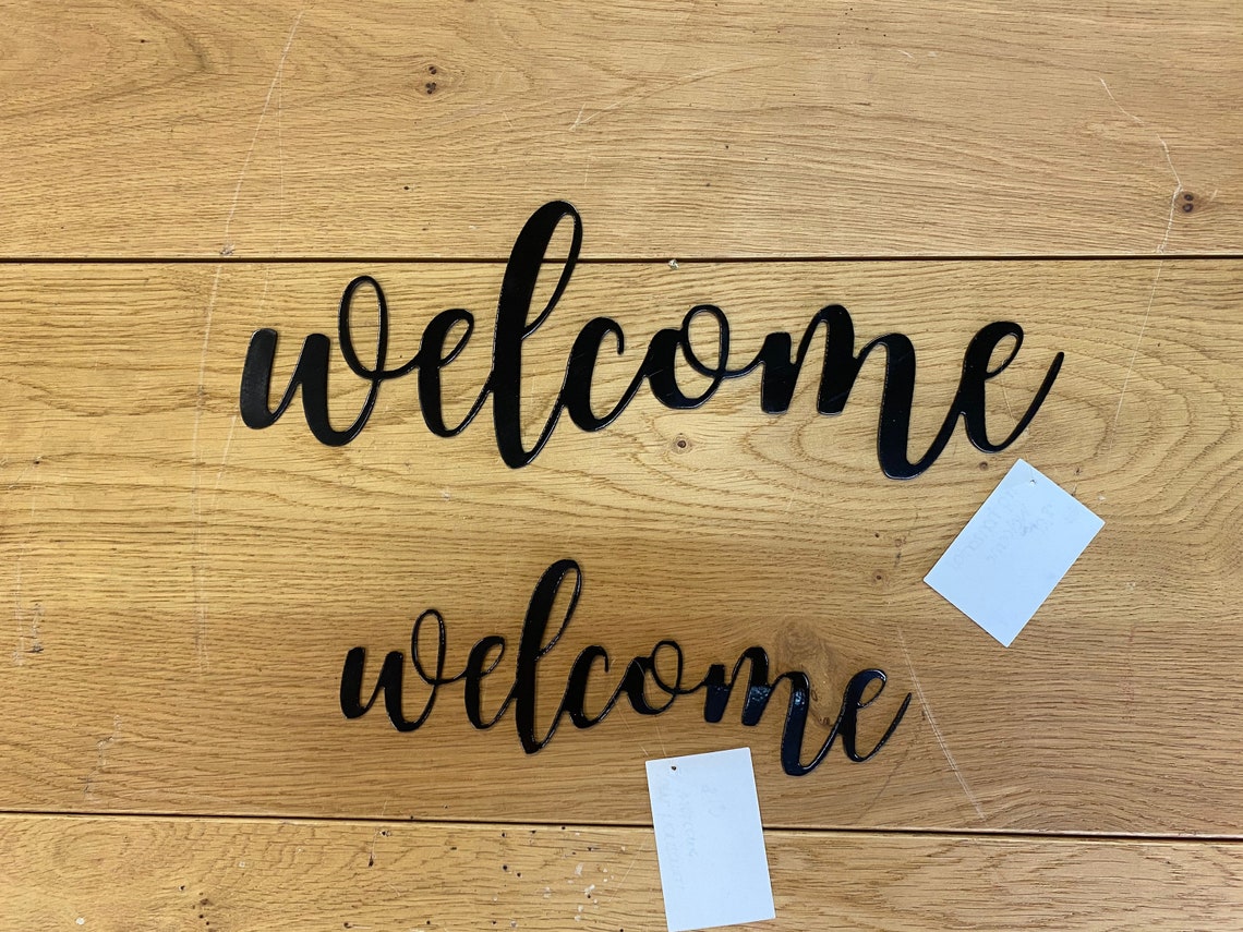 Metal Horizontal Welcome sign Home Garage shop Decor family | Etsy