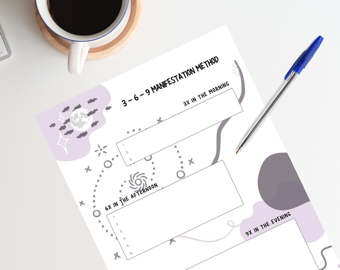 Printable 3-6-9 Method A5 B5 A4 Law of Attraction Prints - Etsy