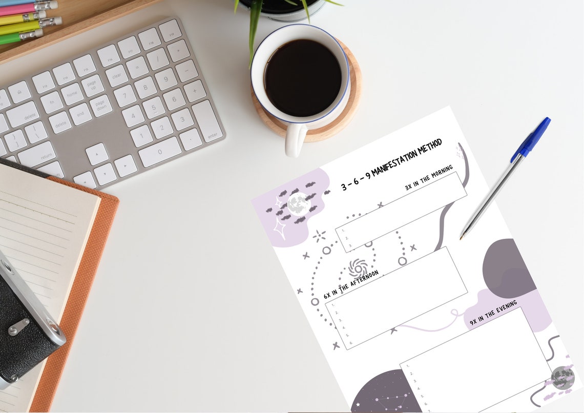 Printable 3-6-9 Method A5 B5 A4 Law of Attraction prints | Etsy