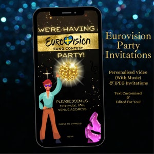 Eurovision Song Contest Party Invitation, Digital JPEG & VIDEO With ...