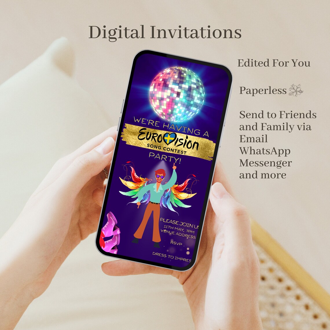 Eurovision Song Contest Party Invitation, Digital JPEG & VIDEO With ...