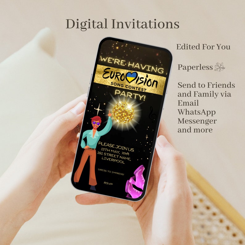 Eurovision Song Contest Party Invitation Digital JPEG & VIDEO - Etsy UK