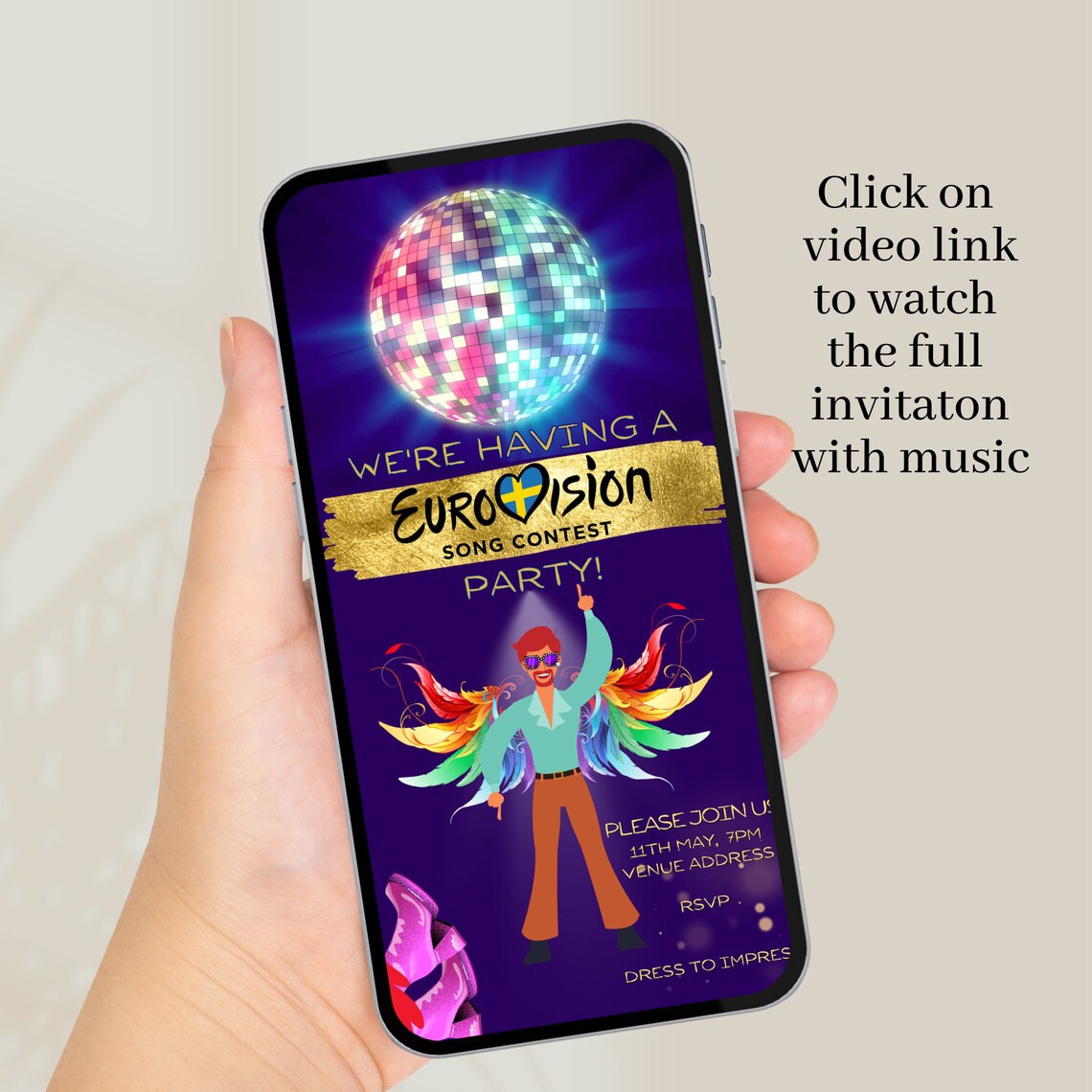 Eurovision Song Contest Party Invitation, Digital JPEG & VIDEO With ...