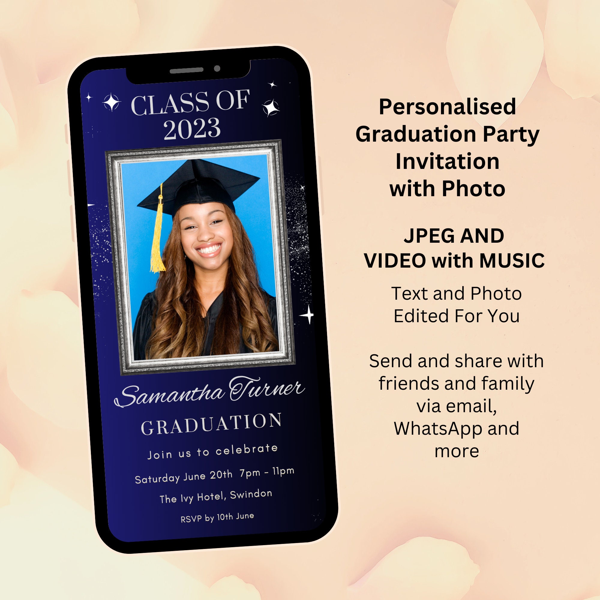 Graduation Party Photo Invitation, Digital JPEG & VIDEO With Music ...