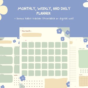 Cute Pastel Printable Planner | Monthly Planner, Weekly Planner, Daily ...