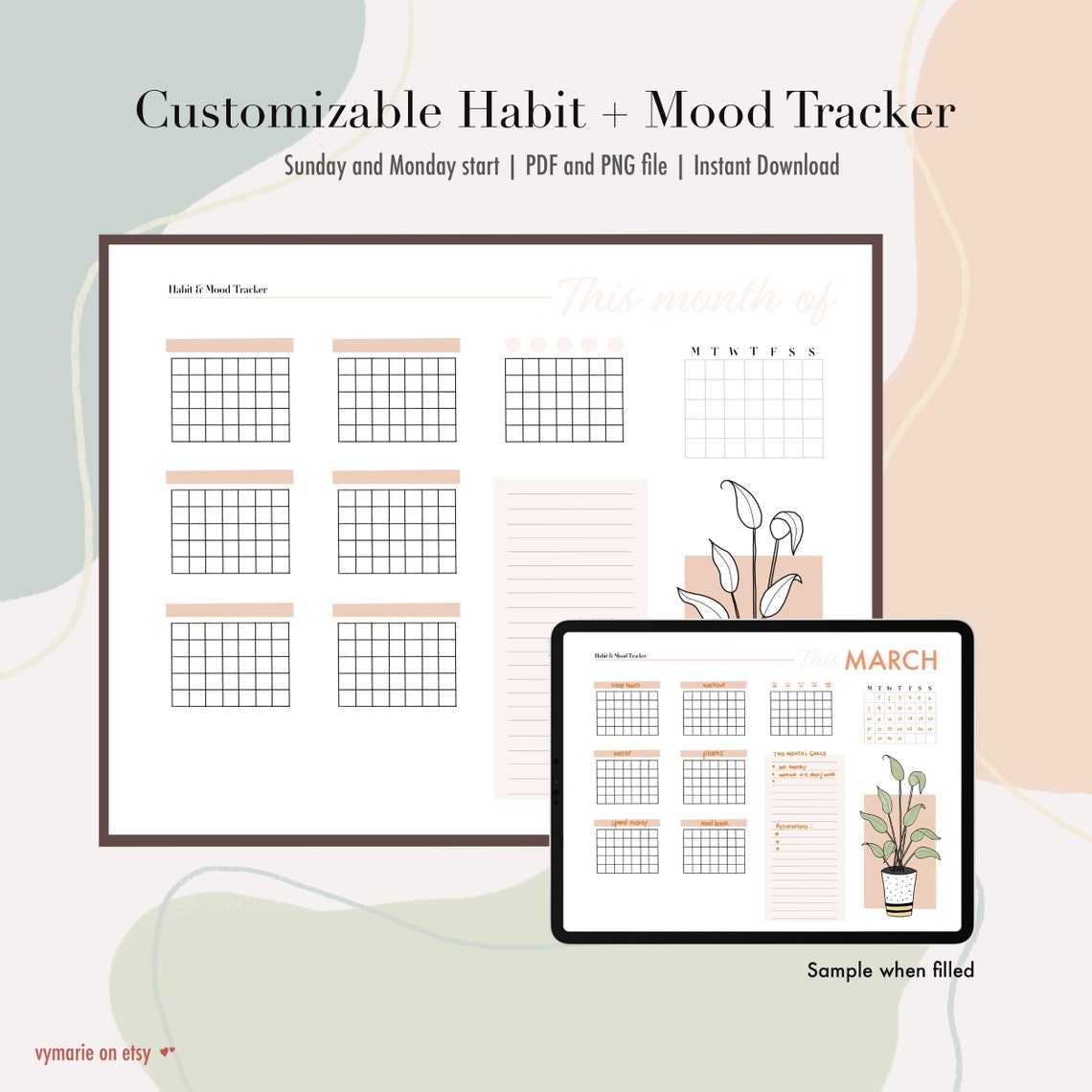 Minimalist Monthly and Weekly Printable Planner Bundle, Minimalist ...