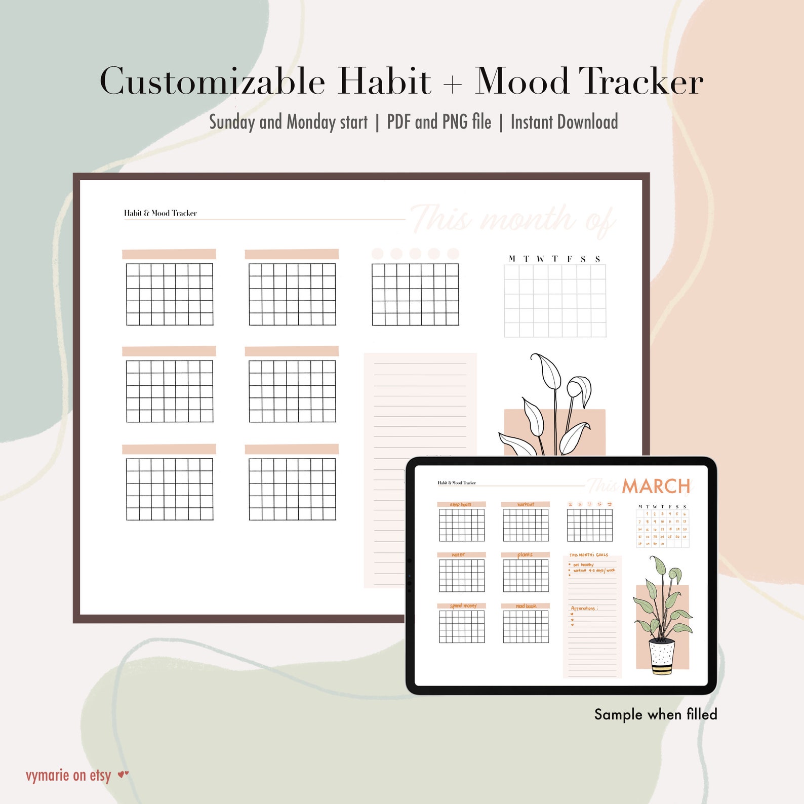 Monthly and Weekly Printable Planner, Planner Sets, Minimal Planner ...