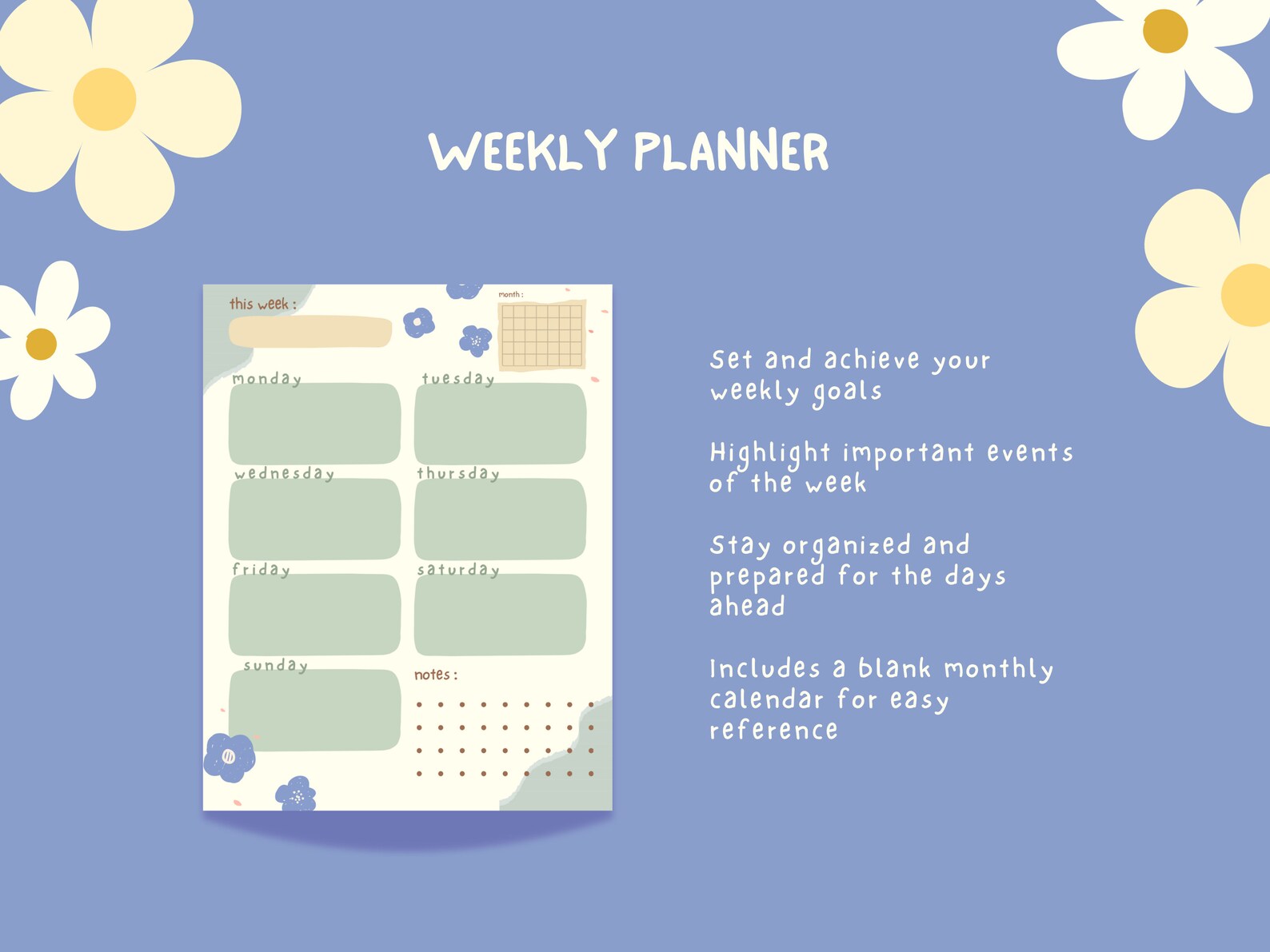 Cute Pastel Printable Planner | Monthly Planner, Weekly Planner, Daily ...