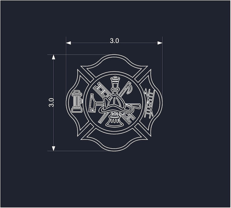 3" X 3" Maltese Cross Embroidery File for Fire Department, Rescue, EMS ...