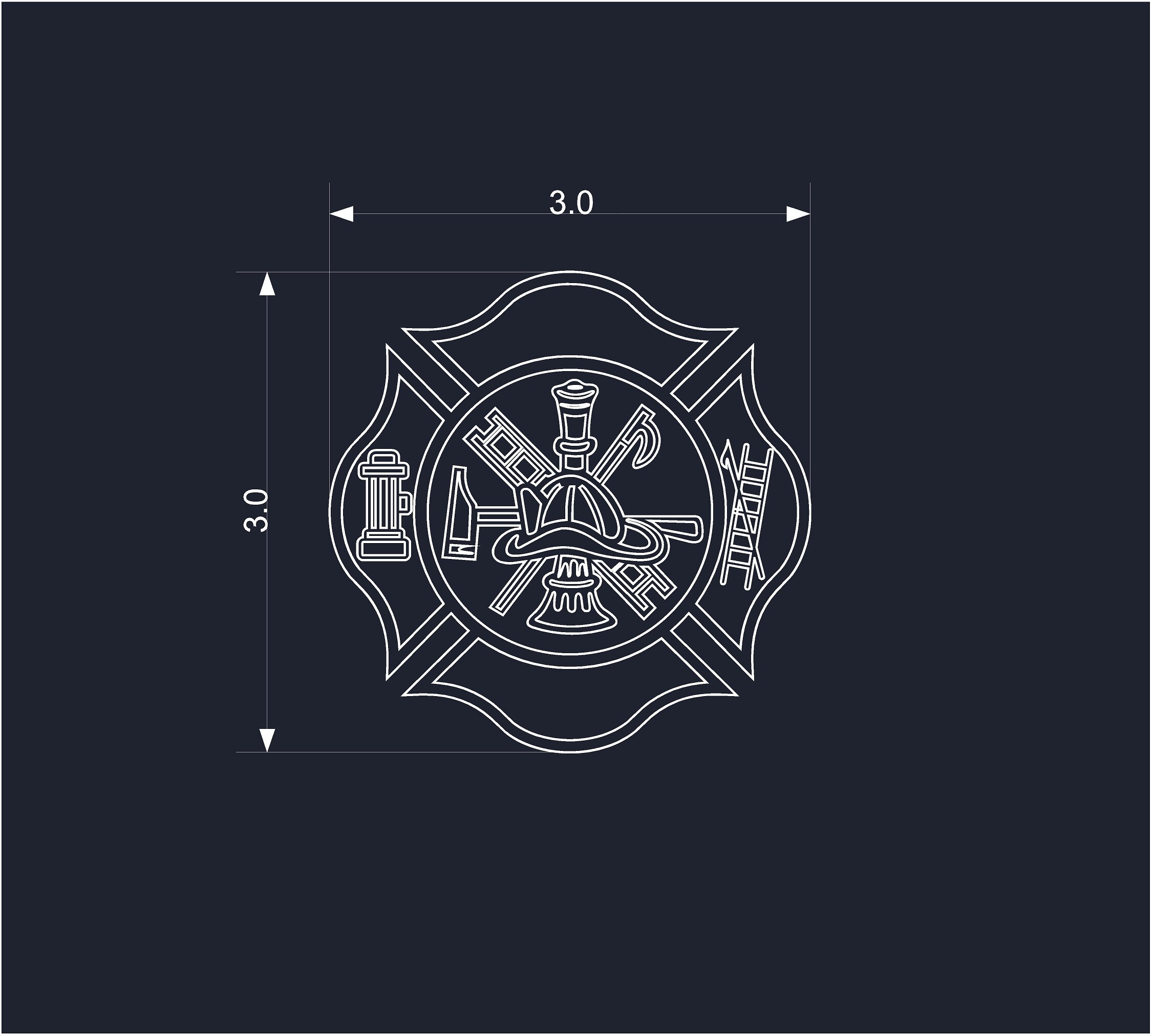 3" X 3" Maltese Cross Embroidery File for Fire Department, Rescue, EMS ...