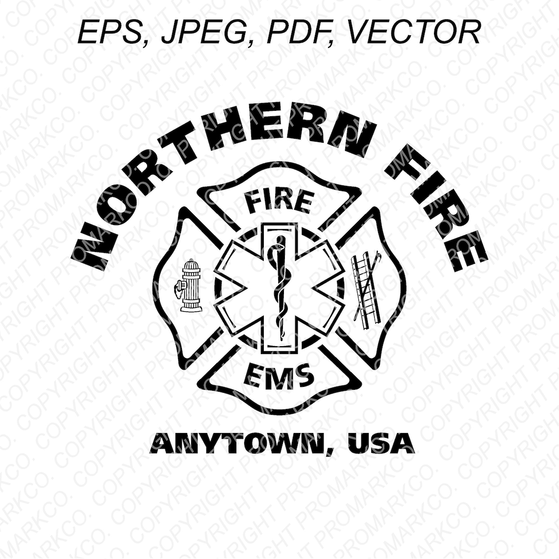 Fire and EMS Vector Graphic for Vinyl Cutting Logo Design - Etsy