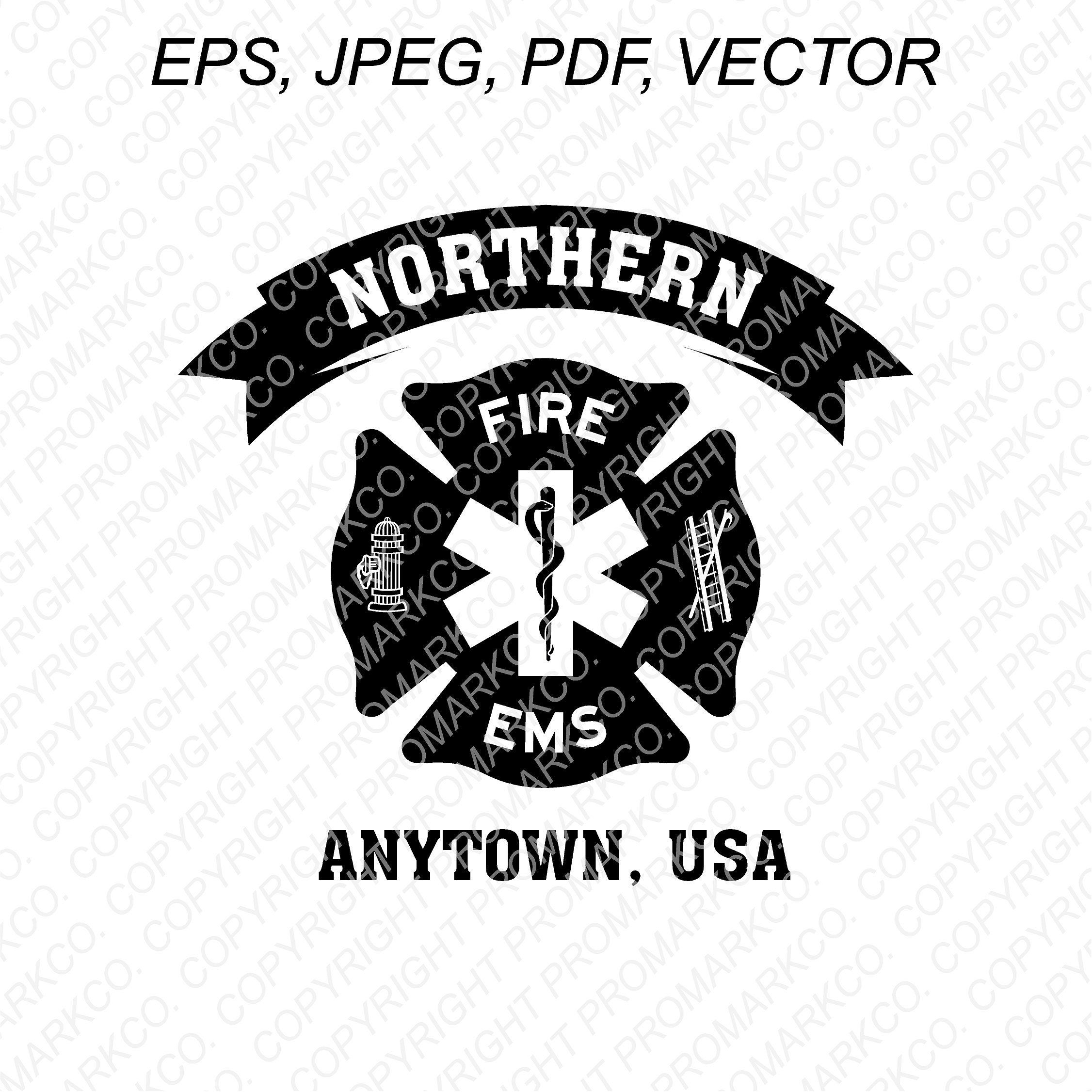Fire, Rescue, and EMS Vector Graphic for Decals, Vinyl Cutting, and ...