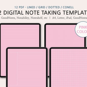 Goodnotes Template Pink, Basic Note Bundle, Pink Digital Note Taking ...