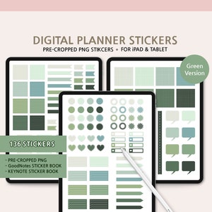 Green Digital Stickers, PNG Stickers, iPad Stickers, Digital Planner ...