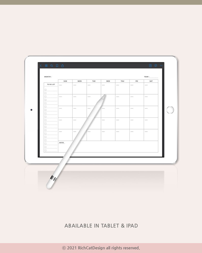 Undated Monthly Planner, A4 Undated Planner Template, A4 Horizontal ...