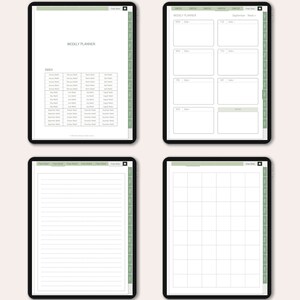 Digital Weekly Planner, Green Digital Planner, Weekly Planner ...
