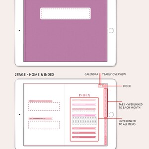 Undated Monthly Digital Planner, Pink iPad Planner, Goodnotes ...