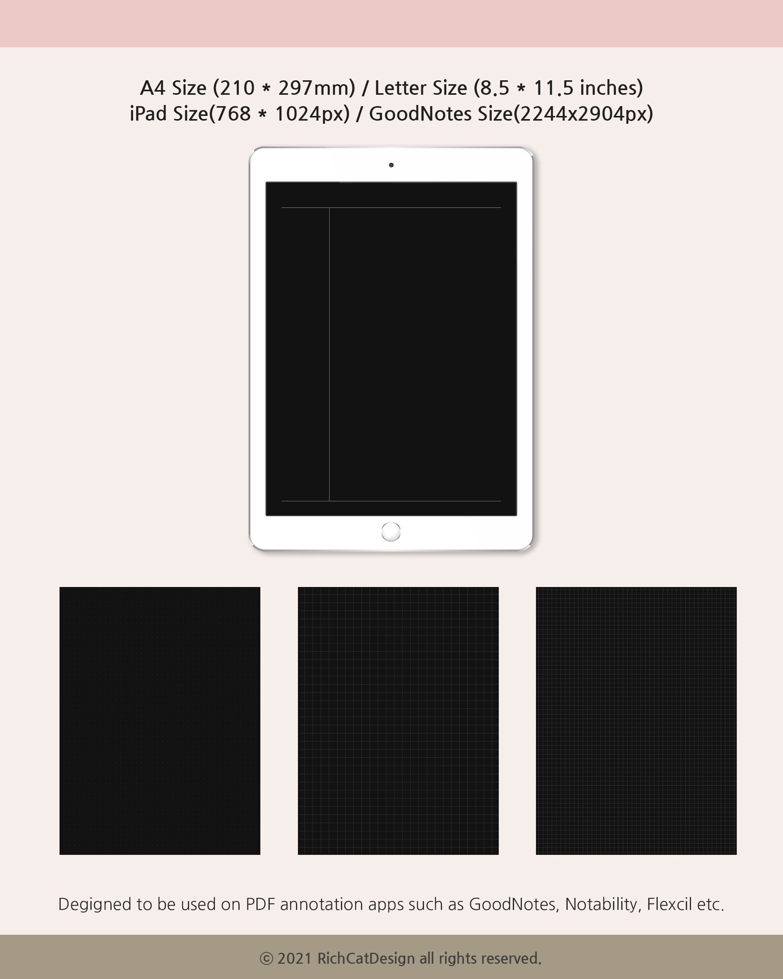 Dark Goodnotes Template Basic Note Bundle Black Digital Note - Etsy