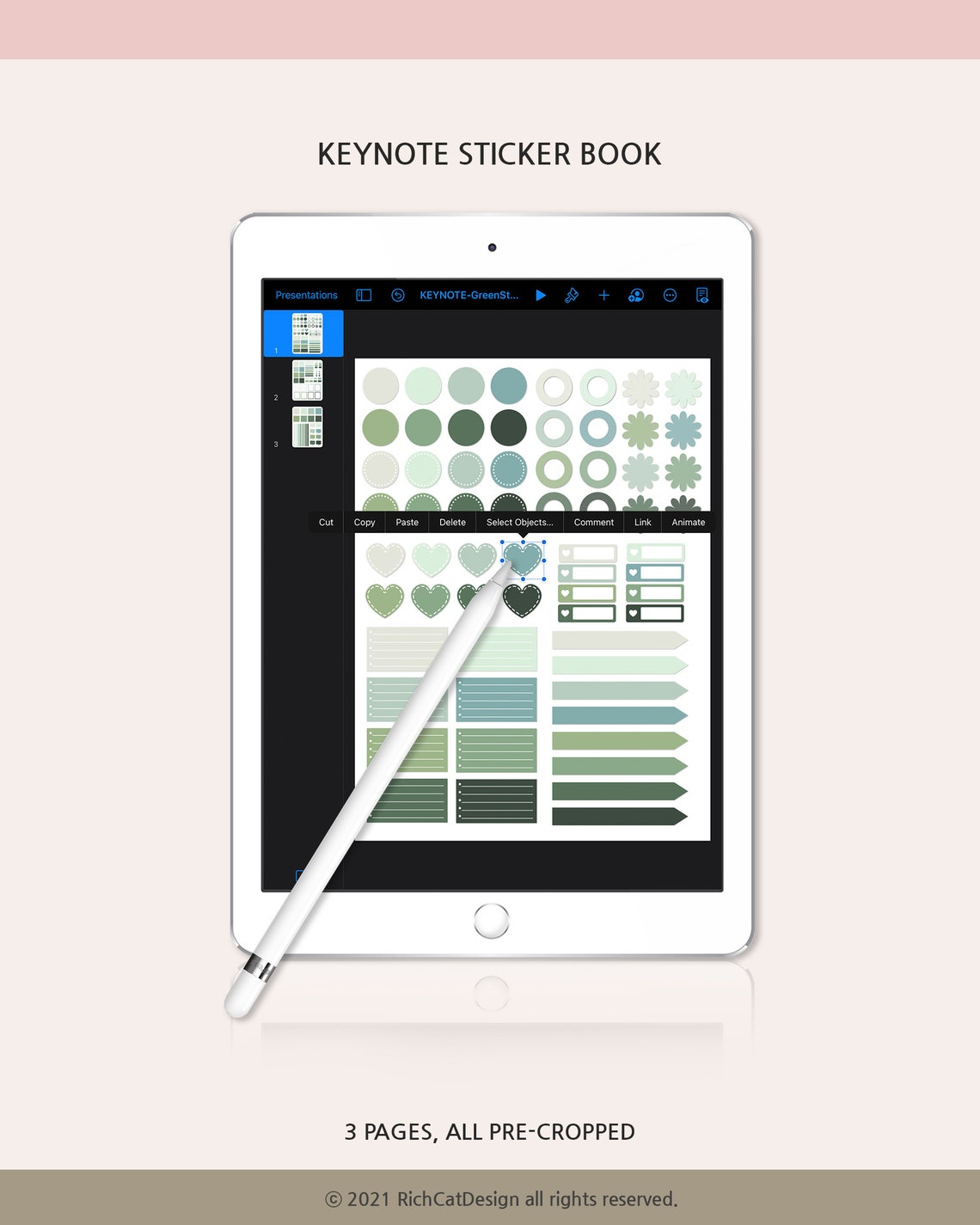 Green Digital Stickers, PNG Stickers, iPad Stickers, Digital Planner ...