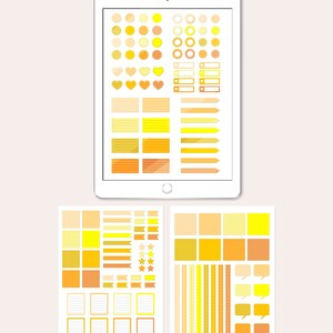 Yellow Digital Stickers, PNG Stickers, iPad Stickers, Digital Planner ...