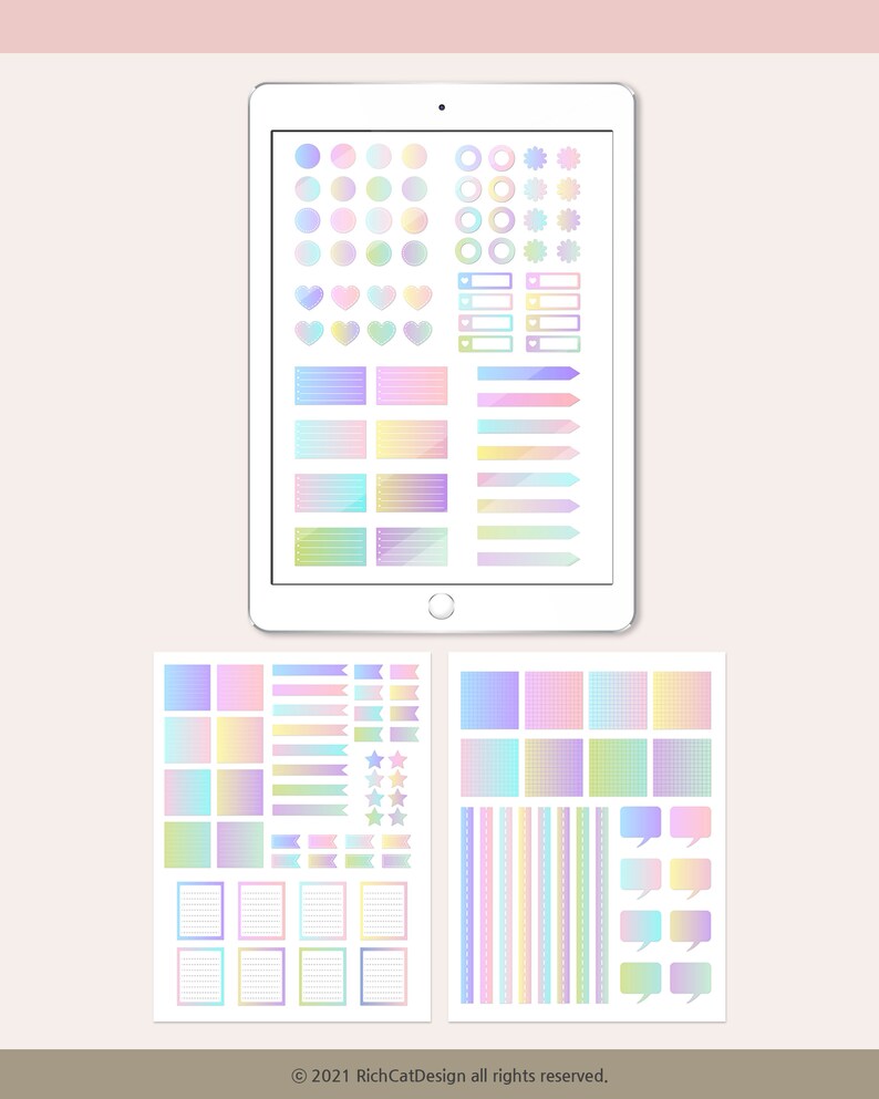 Gradient Digital Stickers PNG Stickers Ipad Stickers - Etsy