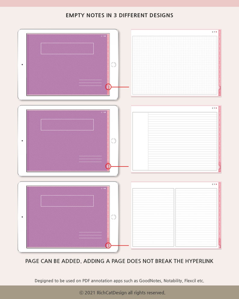 Undated Monthly Digital Planner, Pink iPad Planner, Goodnotes ...