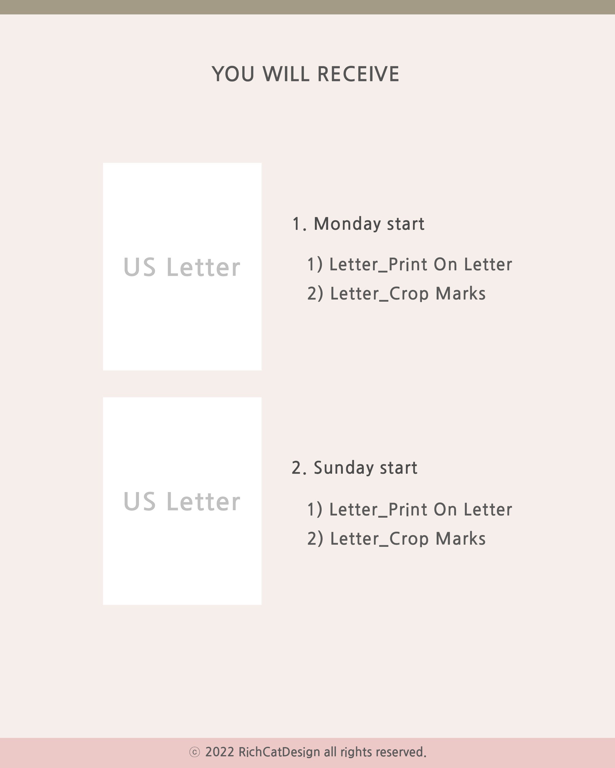 2022 Monthly Planner, Us Letter Calendar, 2022 Calendar Illustration ...