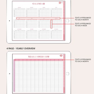 Undated Monthly Digital Planner, Pink iPad Planner, Goodnotes ...