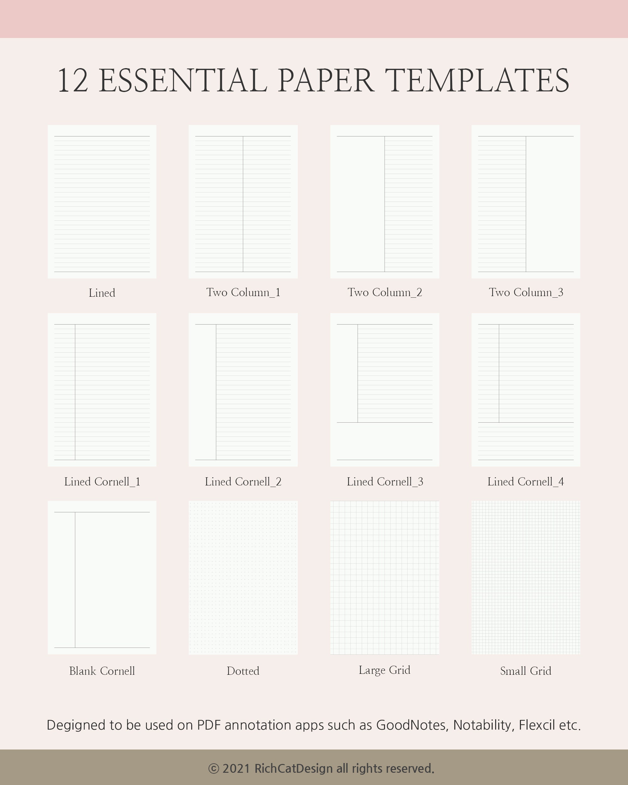 Goodnotes Template, Digital Note Taking Template, Basic Note Bundle ...