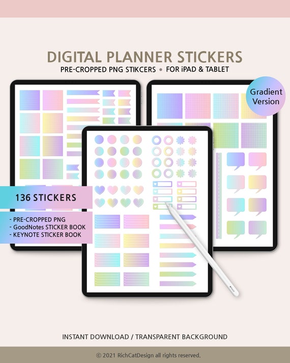 Gradient Digital Stickers PNG Stickers Ipad Stickers - Etsy