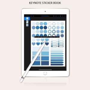 Blue Digital Stickers, Digital Stickers Book, PNG Stickers, iPad ...
