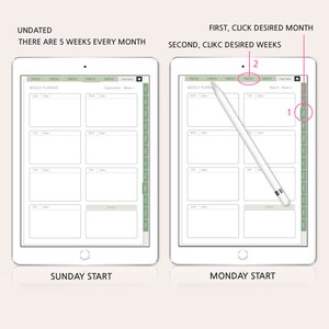 Digital Weekly Planner, Green Digital Planner, Weekly Planner ...