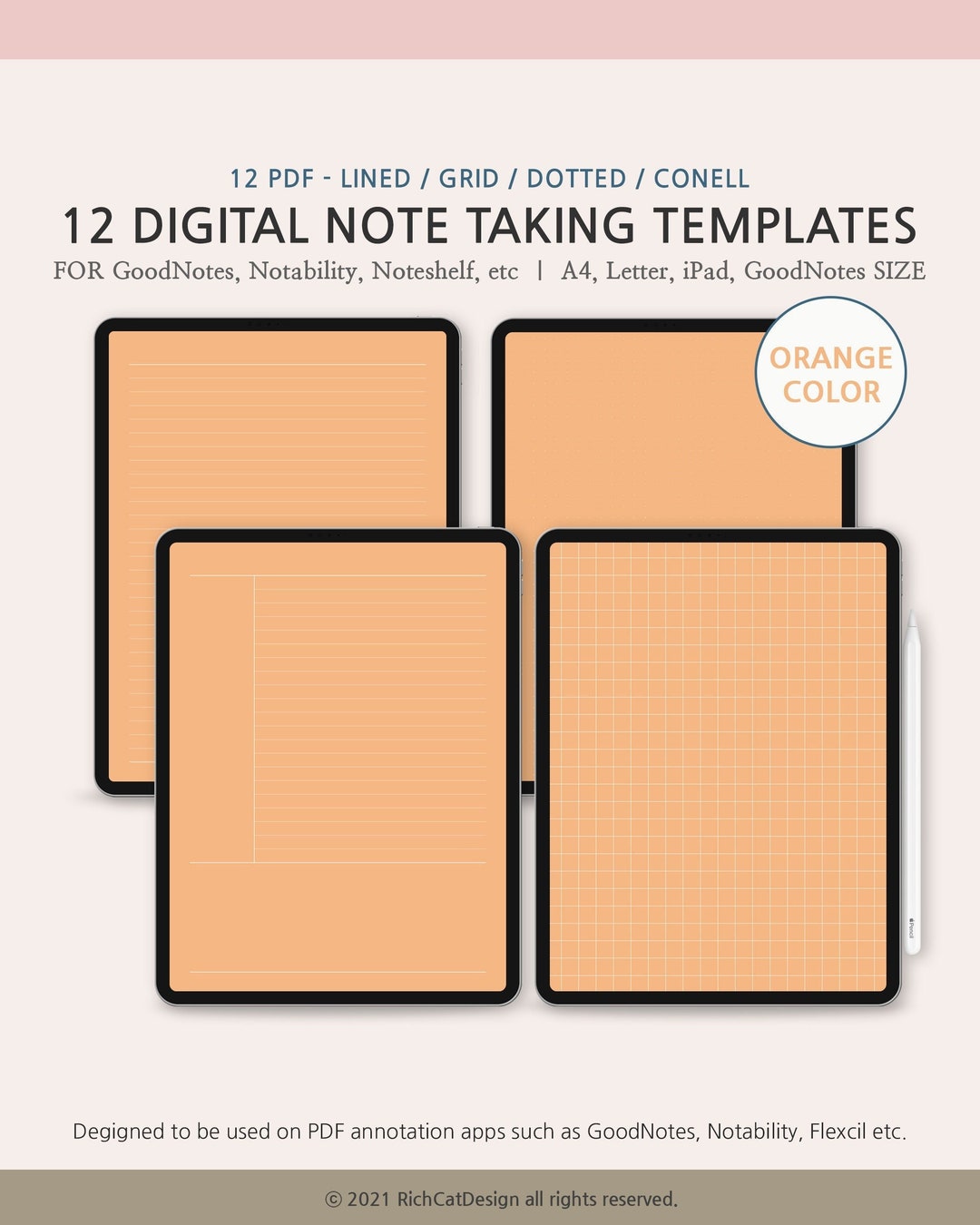 Goodnotes Template, Basic Note Bundle, Digital Note Taking Template ...