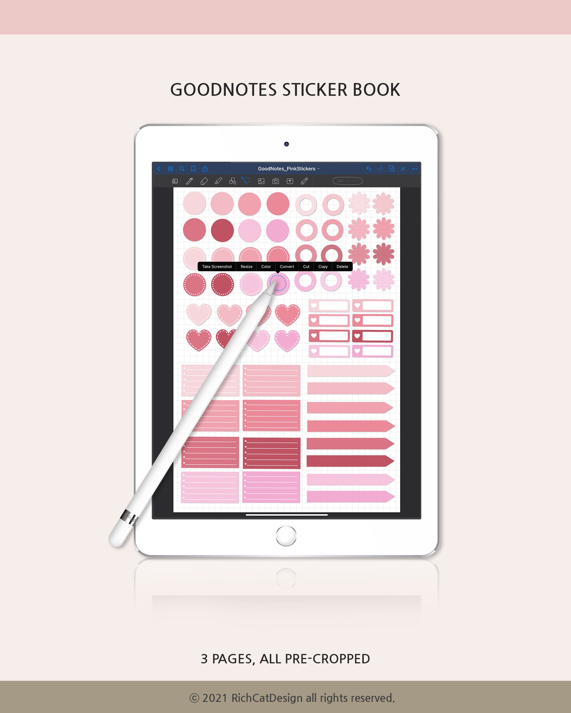 Pink Digital Stickers, PNG Stickers, iPad Stickers, Digital Planner ...