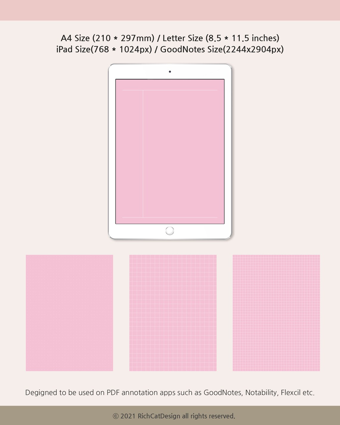 Goodnotes Template Pink, Basic Note Bundle, Pink Digital Note Taking ...