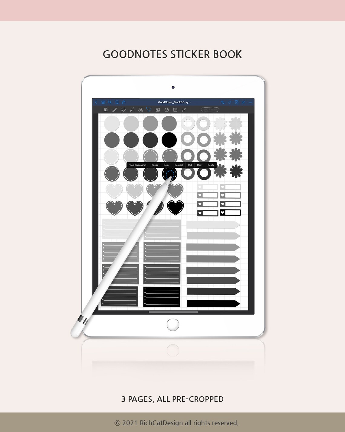 Black&gray Digital Stickers iPad Stickers Digital Planner - Etsy