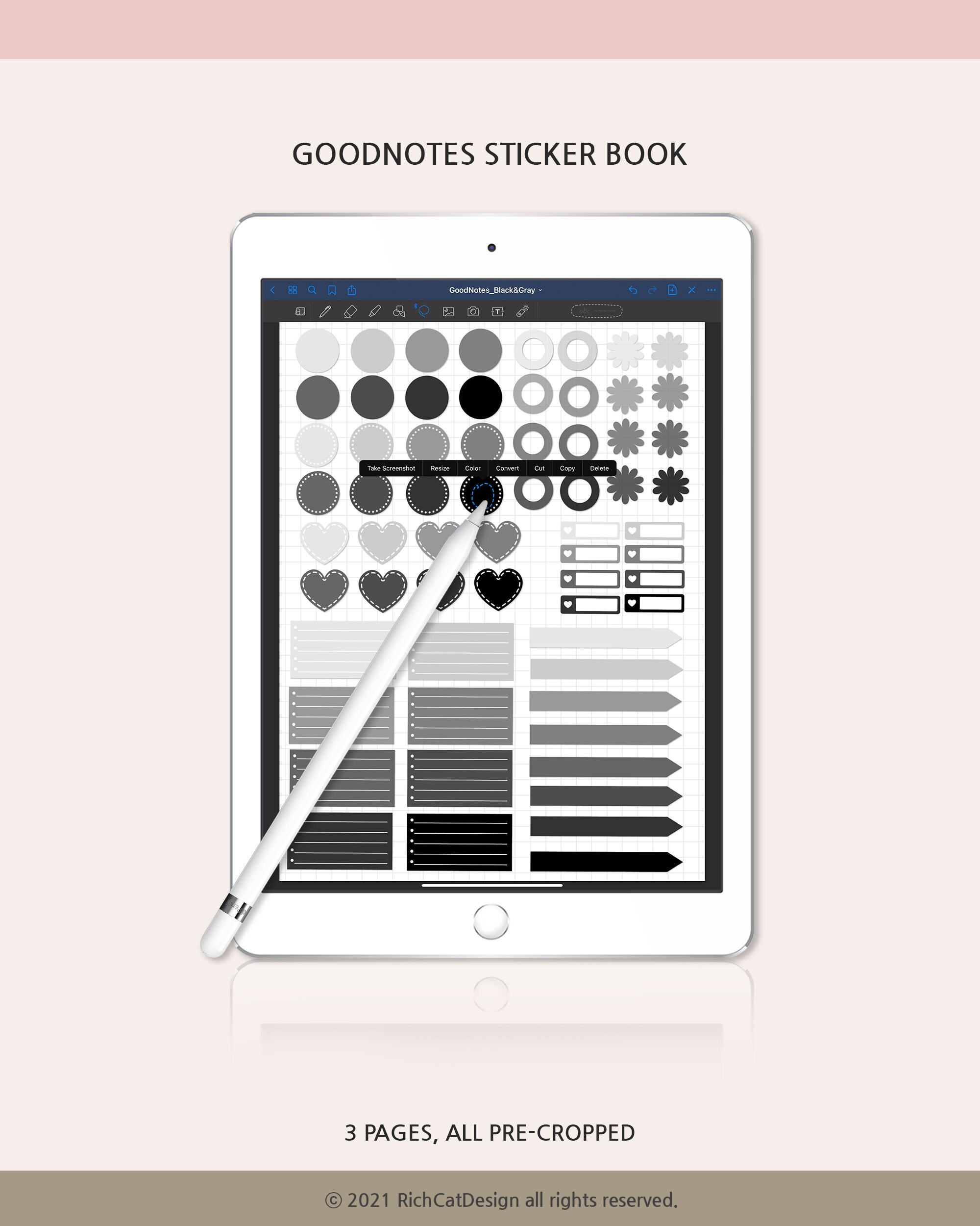 Black&gray Digital Stickers iPad Stickers Digital Planner - Etsy