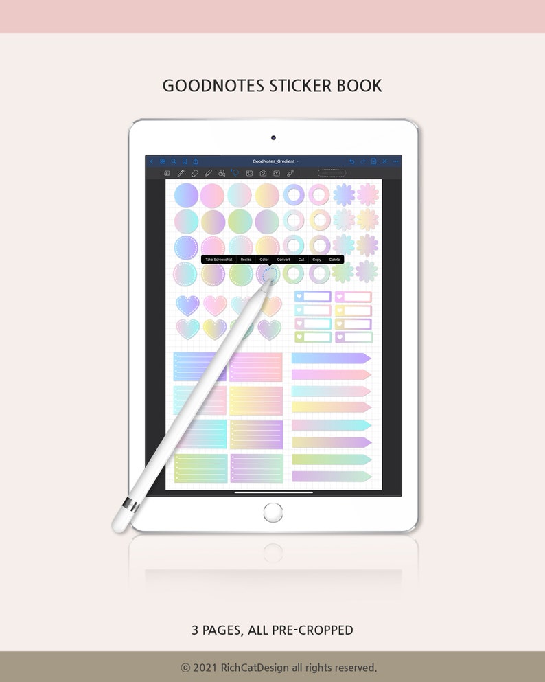 Gradient Digital Stickers PNG Stickers Ipad Stickers - Etsy