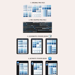 Blue Digital Stickers, Digital Stickers Book, PNG Stickers, iPad ...