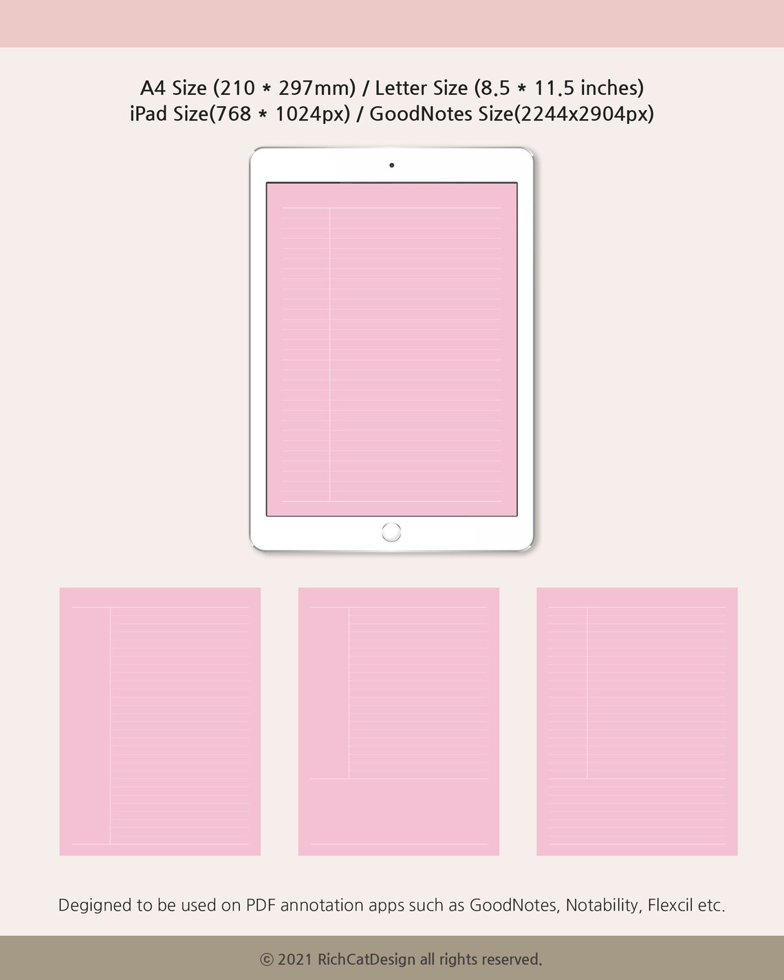 Goodnotes Template Pink, Basic Note Bundle, Pink Digital Note Taking ...