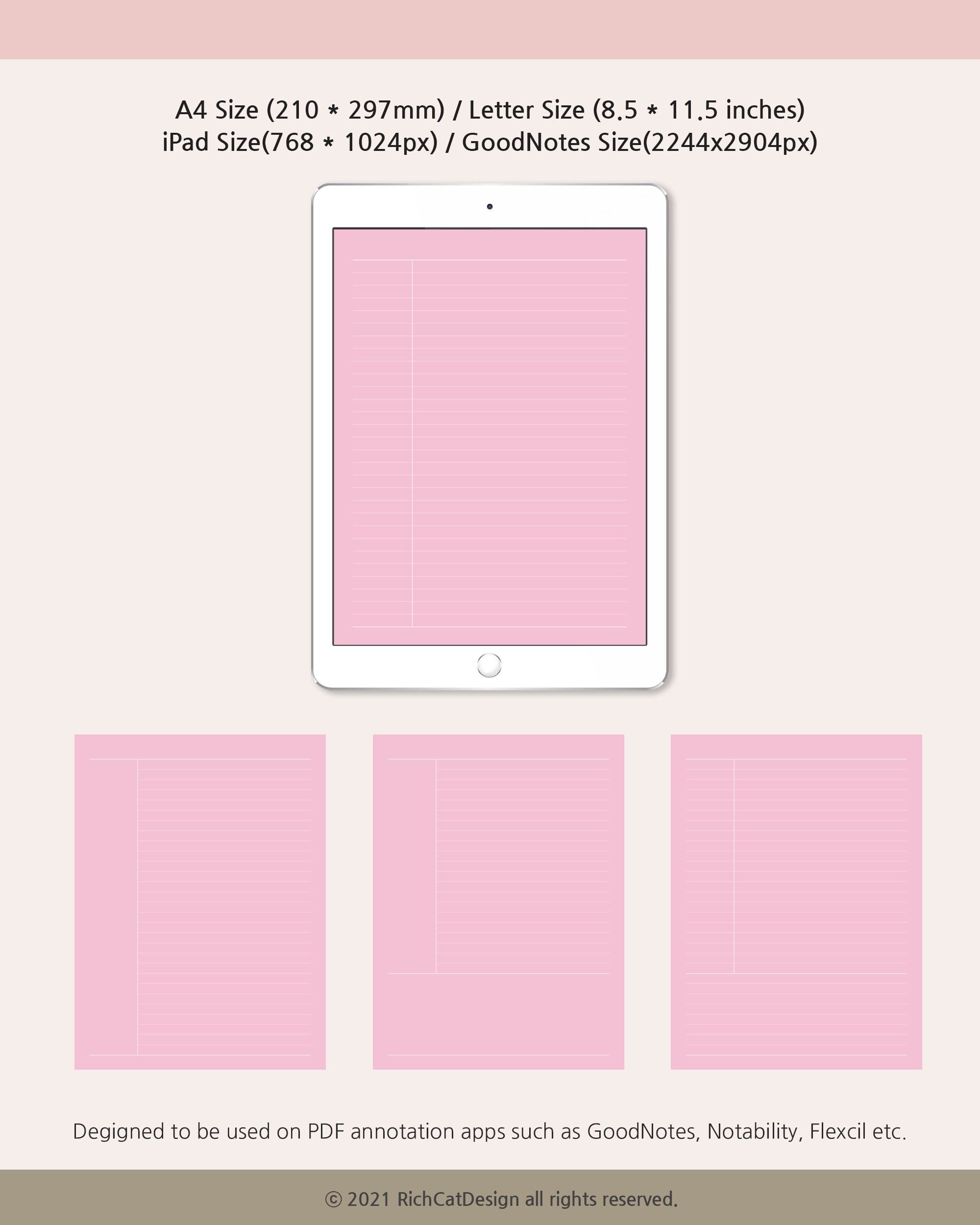 Goodnotes Template Pink, Basic Note Bundle, Pink Digital Note Taking ...