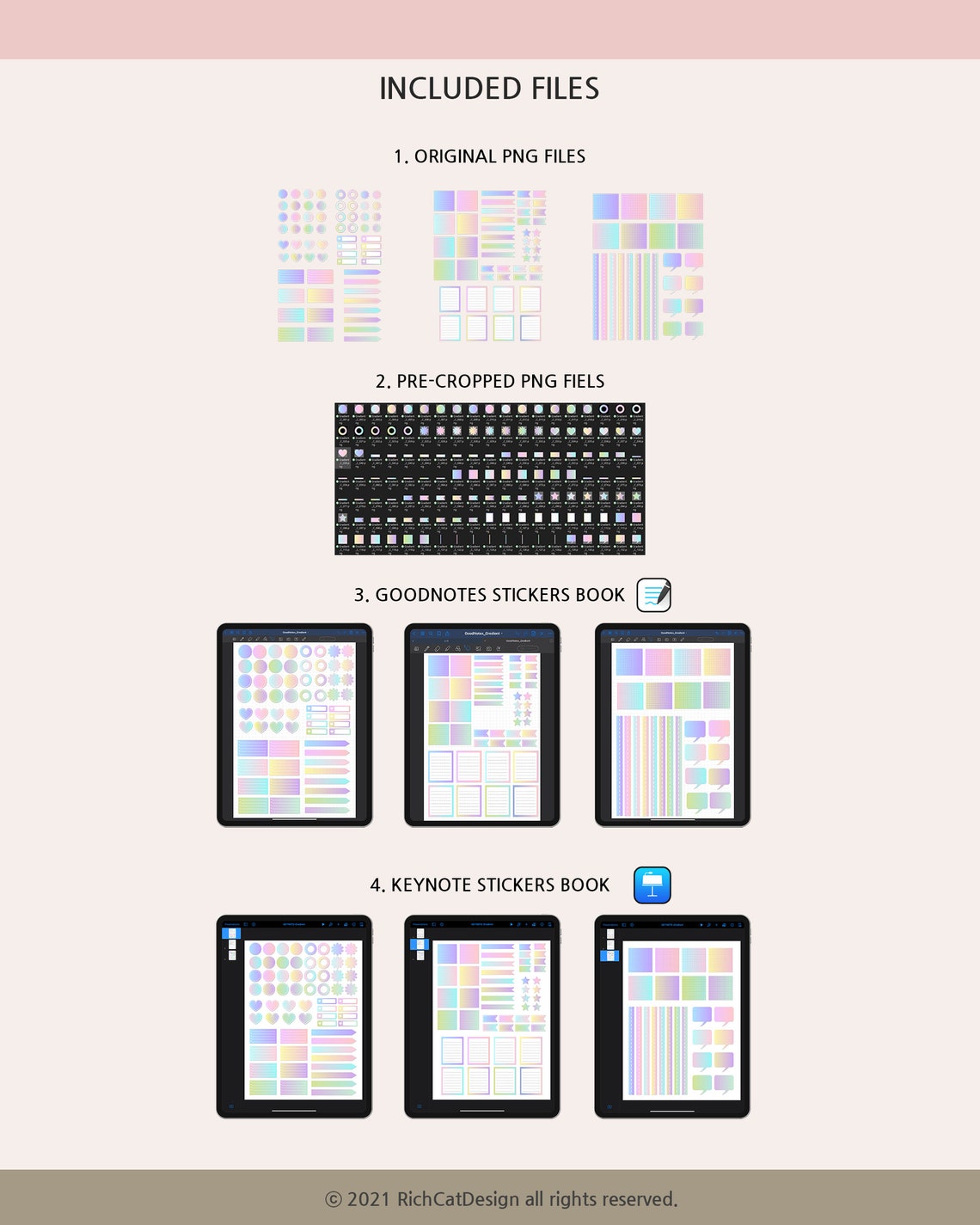 Gradient Digital Stickers PNG Stickers Ipad Stickers - Etsy