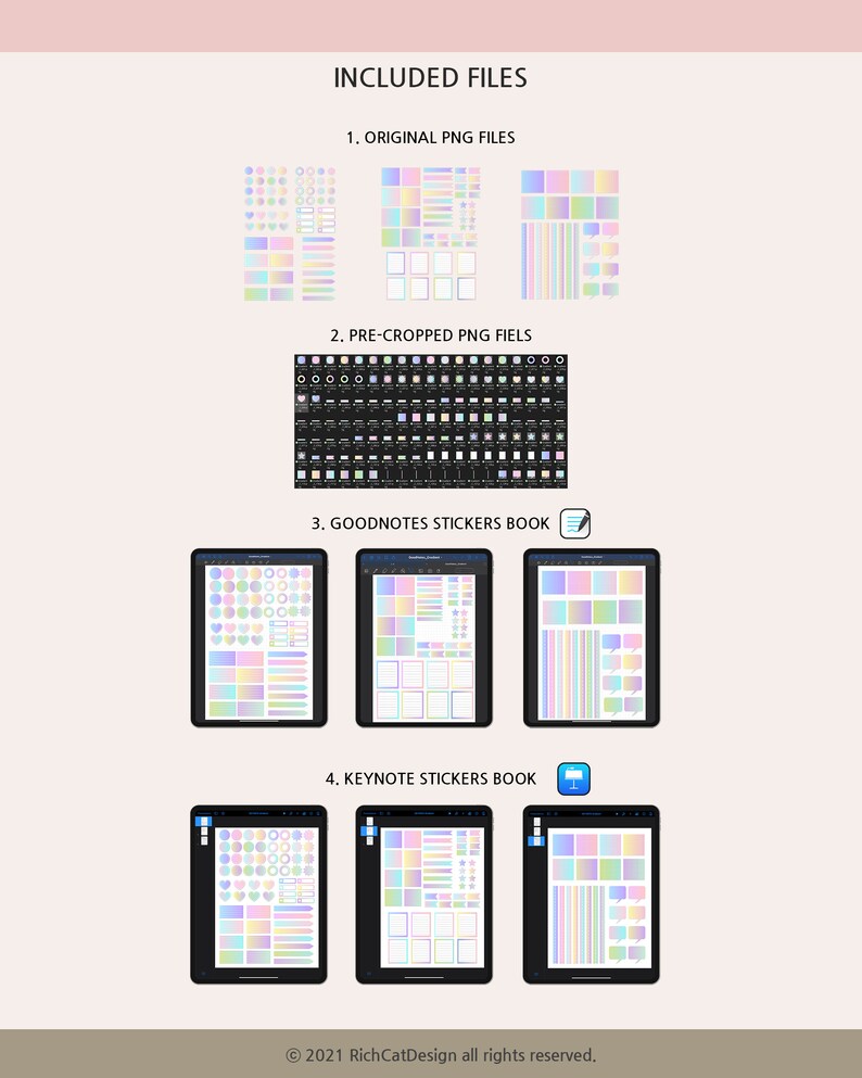 Gradient Digital Stickers PNG Stickers Ipad Stickers - Etsy