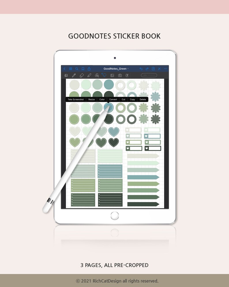 Green Digital Stickers, PNG Stickers, iPad Stickers, Digital Planner ...
