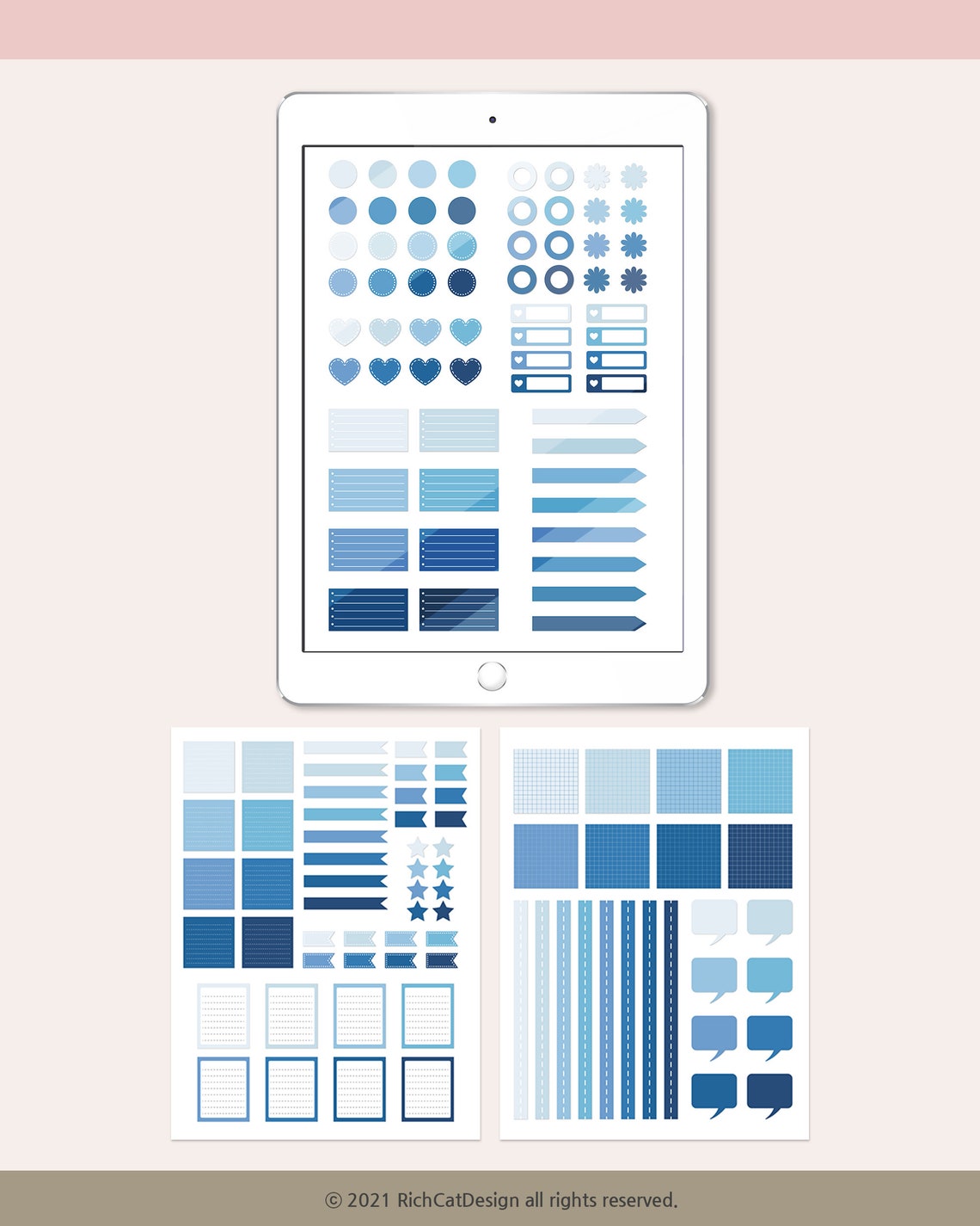 Blue Digital Stickers Digital Stickers Book PNG Stickers - Etsy