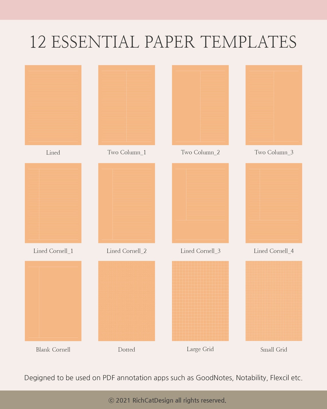 Goodnotes Template, Basic Note Bundle, Digital Note Taking Template ...